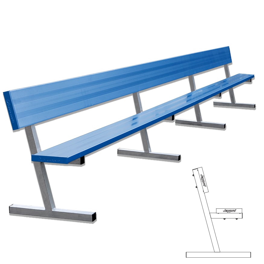 Jaypro Player Bench with Seat Back - 21 ft. - Portable (Powder Coated ...